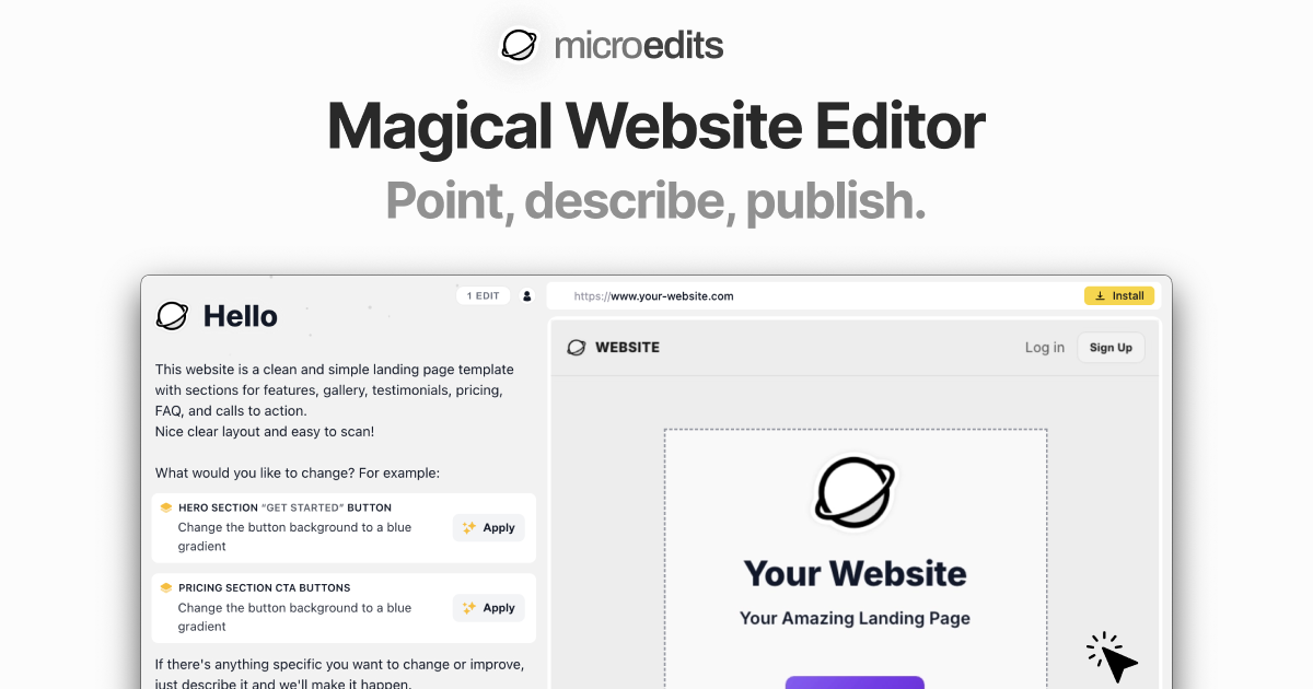 Microedits – AI Website Editor & Instant No-Code Changes